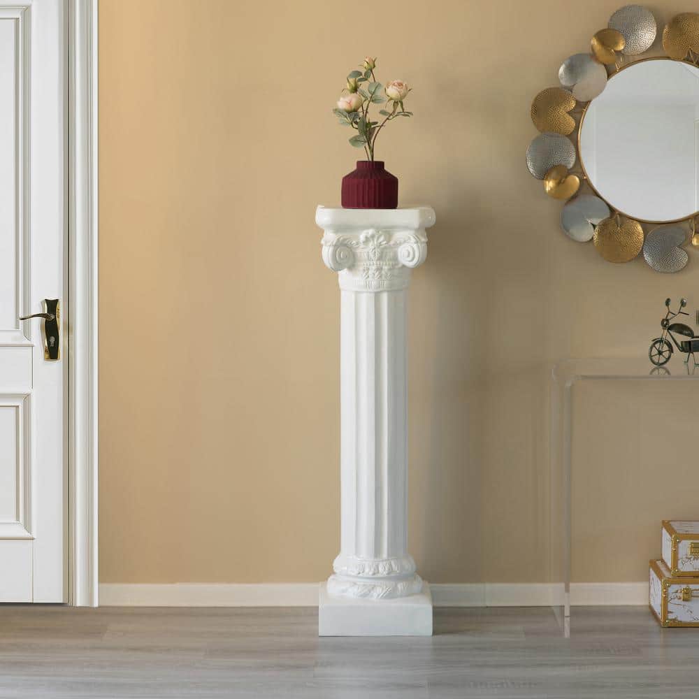 Uniquewise Fiberglass White Plinth Roman Style Column Piller Pedestal ...