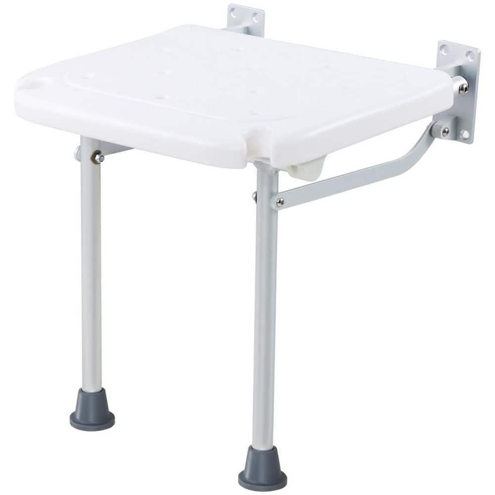 VEVOR Folding PE Shower Seat 15.7 in. x 14.8 in. Wall Mounted Fold Up ...