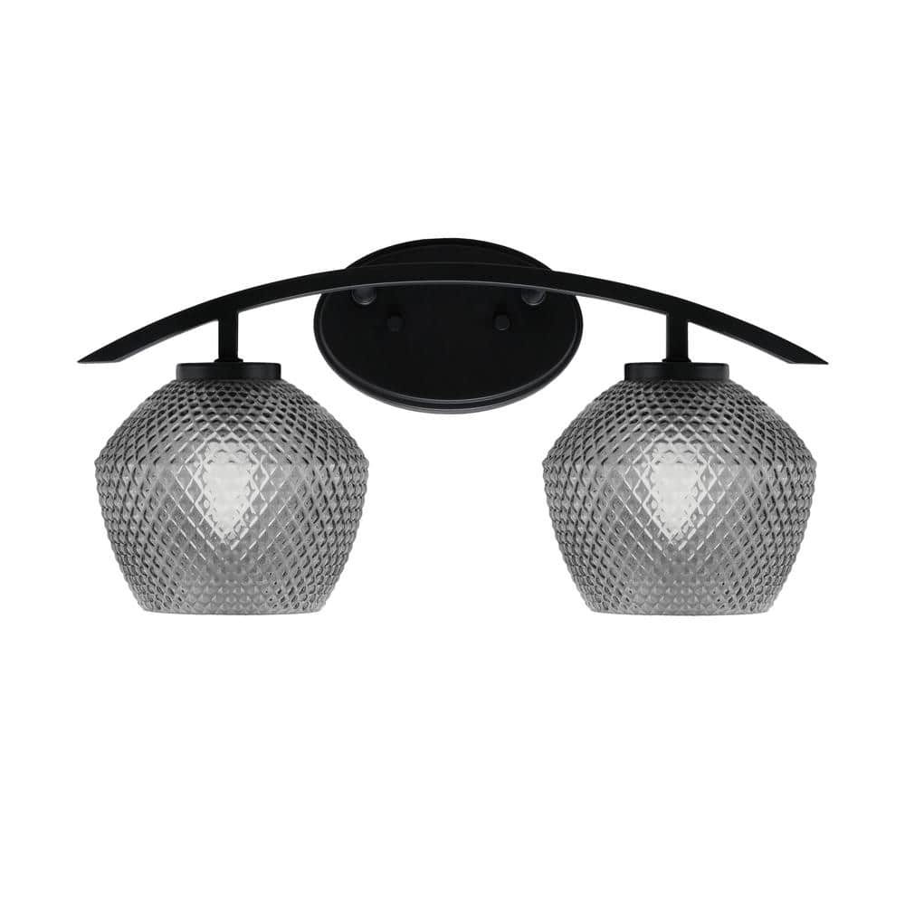 Siena 18.25 in. 2-Light Vanity Light Matte Black with Smoke Textured ...