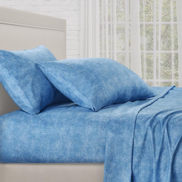 Rooney 4Pc. Blue Polyester Queen Sheet Set 80 X 60" 2922006QSS - The ...