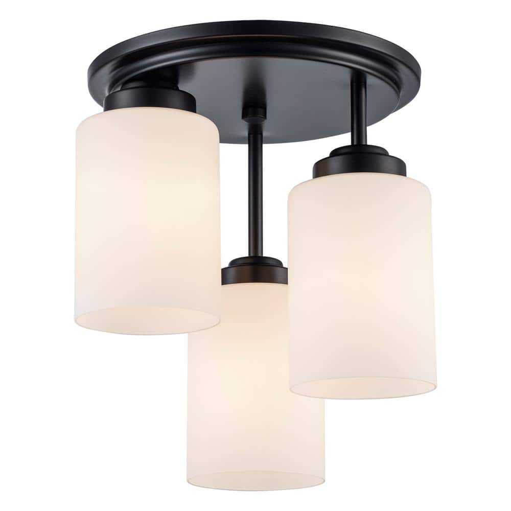 Bel Air Lighting Mod Pod 11 in. 3-Light Black Semi-Flush Mount Ceiling ...
