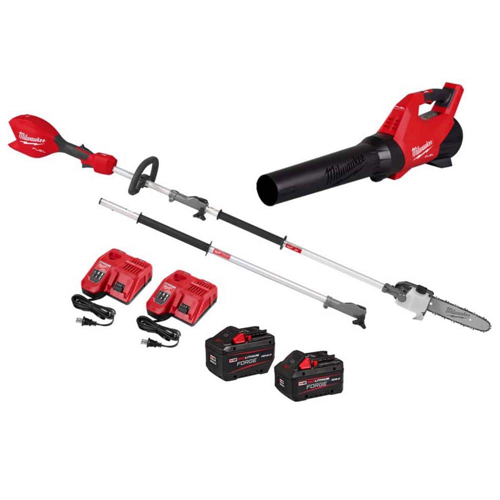 Milwaukee M18 Fuel 18V 10 in. Brushless Cordless QUIK-LOK Battery Powered Pole Saw Kit w/ Blower ...