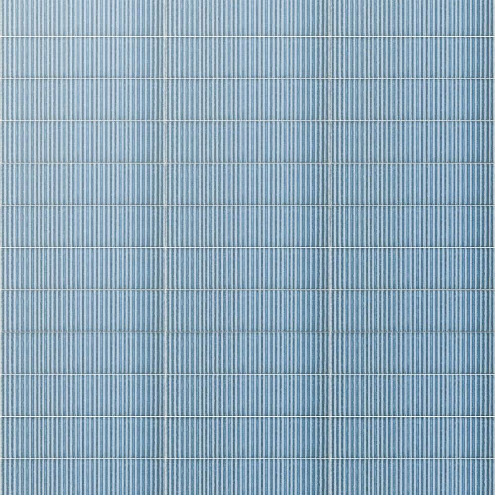MOLOVO Soldeu Aqua Blue 11.81 in. x 2.95 in. Polished Ceramic Tile ...
