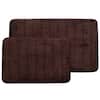 Lavish Home Chocolate 20.25 in. x 32.25 in. Memory Foam 2-Piece Bath ...