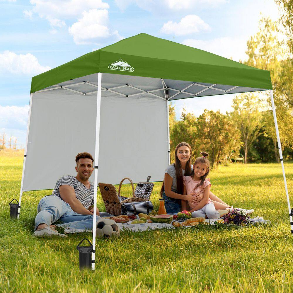 EAGLE PEAK 10 ft. x 10 ft. Outdoor Pop Up Slant Leg Canopy Tent with ...