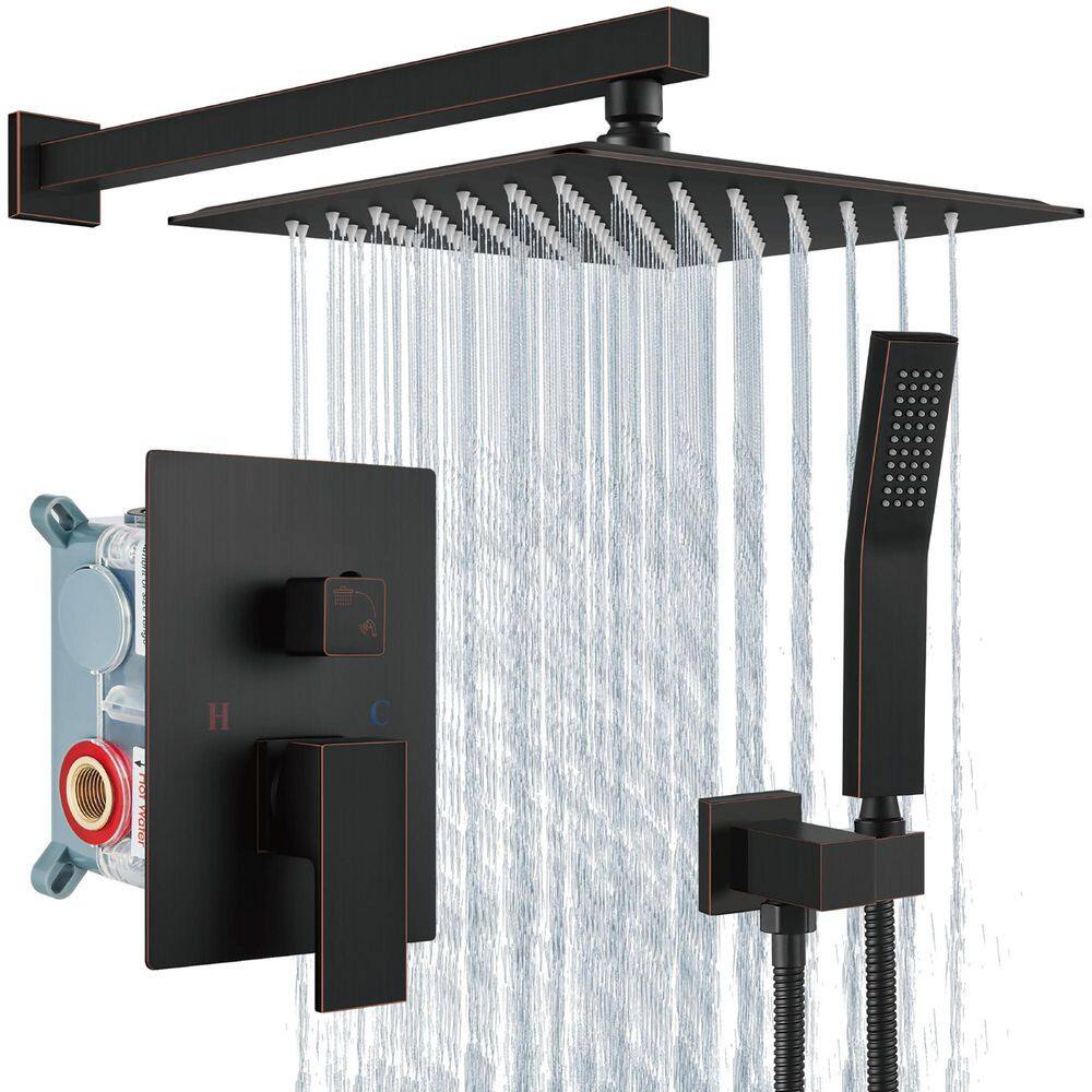 1-Handle Wall Mount Shower Trim Kit in Oil Rubbed Bronze with Hand ...
