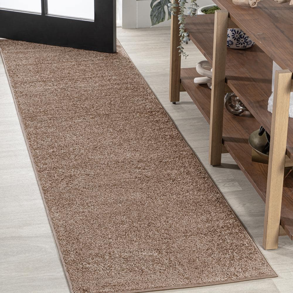 JONATHAN Y Haze Solid Low-Pile Brown 2 ft. x 16 ft. Runner Rug SEU100J ...