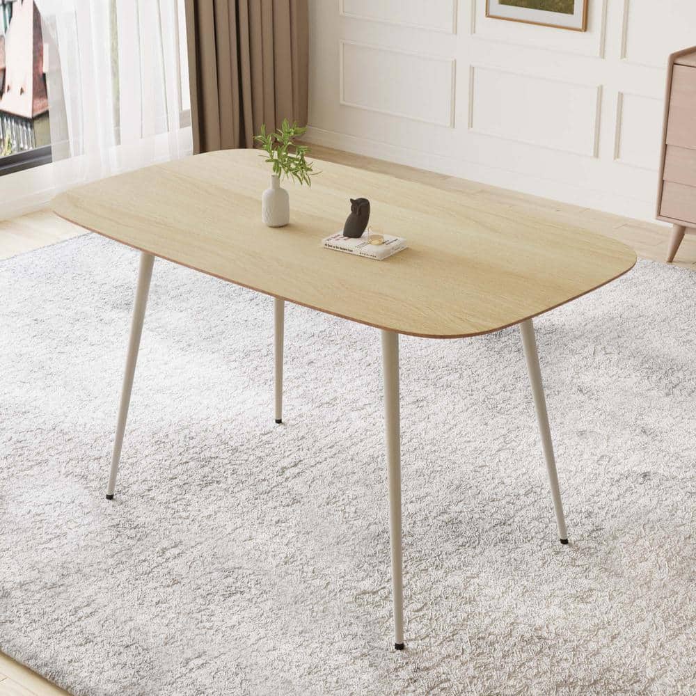 GOJANE 1-Piece Modern Rectangular Cat's Paw Wood 47.2 in. 4 Legs Dining ...