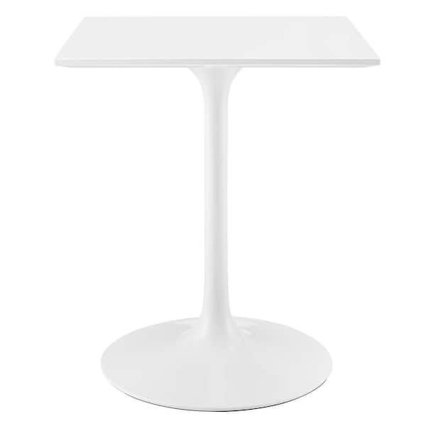 MODWAY Lippa Modern White Wood 24In Pedestal Dining Table with Seating ...