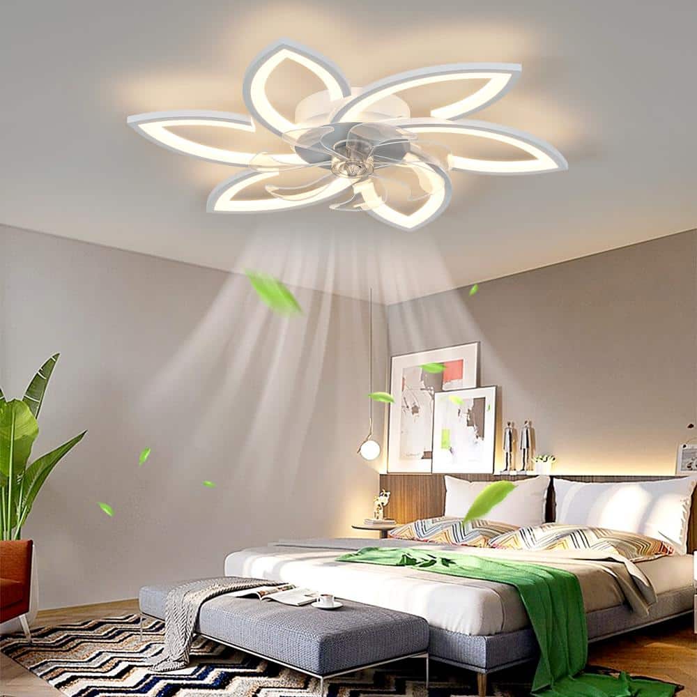 Magic Home 31 in. Remote LED Ceiling Fan Flower Shape Bedroom Living ...