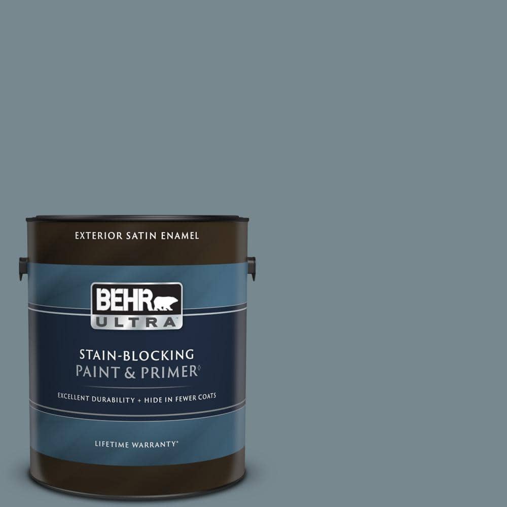 BEHR ULTRA 1 gal. #N470-5 Norwegian Blue Satin Enamel Exterior Paint ...