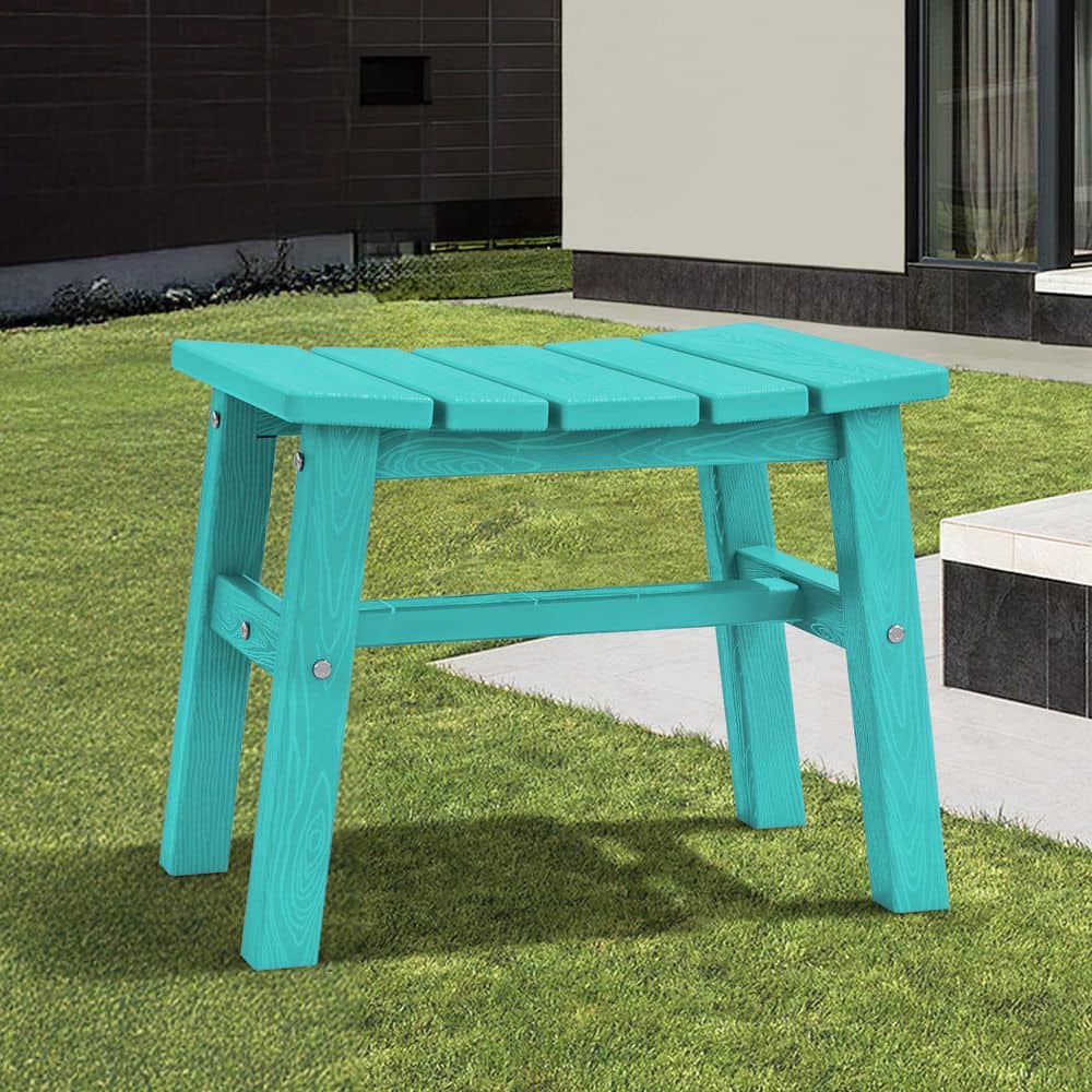 JEAREY HDPE Aruba Blue Plastic Outdoor Ottoman (1-Pack) PEOTM-HD-AB ...