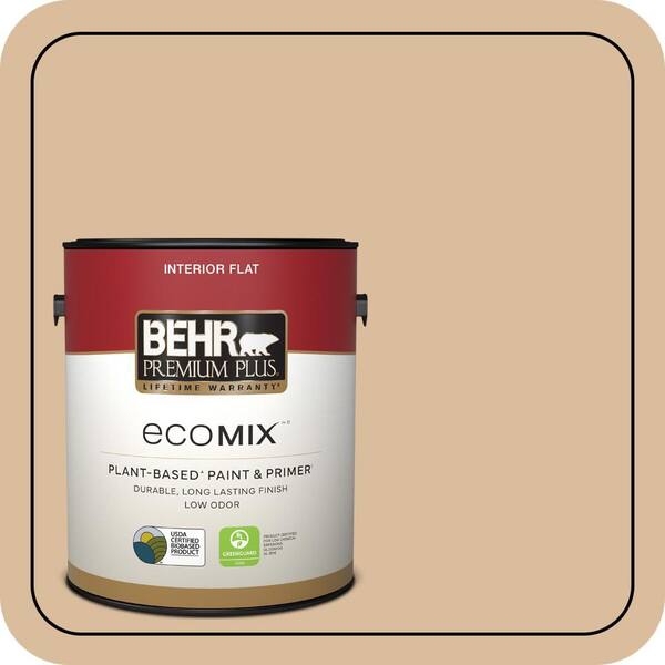 BEHR PREMIUM PLUS 1 gal. #BXC-40 Soft Wheat Flat EcoMix Plant-Based ...