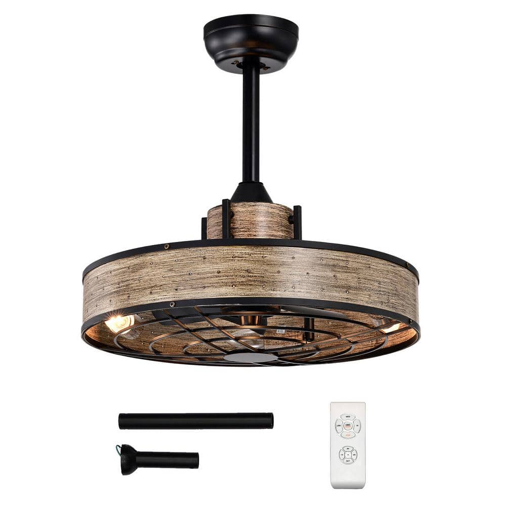 Gymax Black and Coffee Universal 3-Speed 20 in. Caged Ceiling Fan with ...