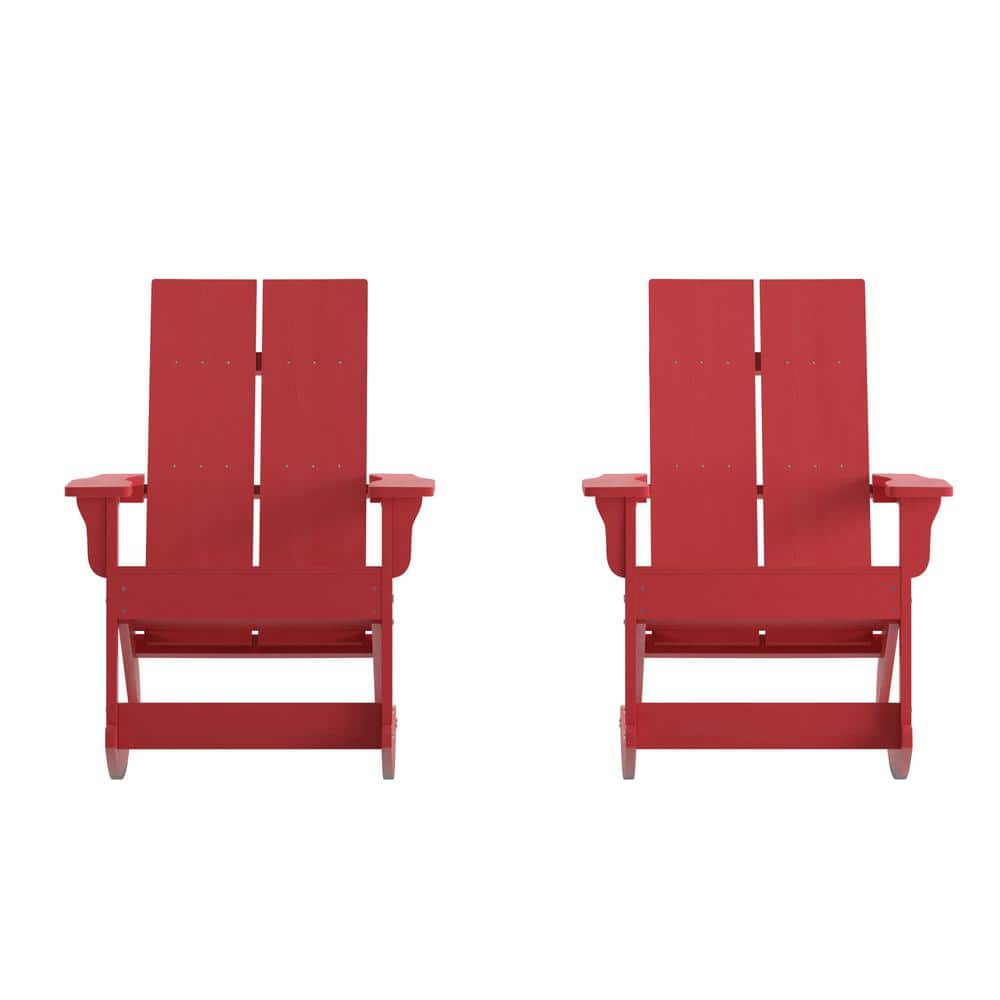 TAYLOR + LOGAN Red Plastic Outdoor Rocking Chair in Red (Set of 2) RO ...