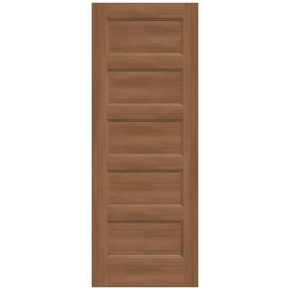 JELD-WEN 30 in. x 80 in. Conmore Hazelnut Stain Smooth Solid Core ...
