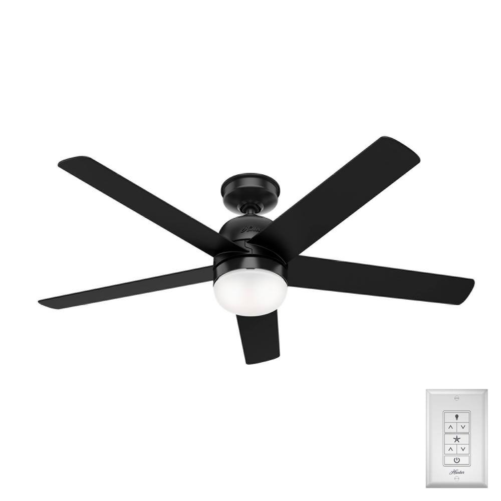 Hunter Anorak 52 in. Outdoor Matte Black Ceiling Fan with Wall Control ...