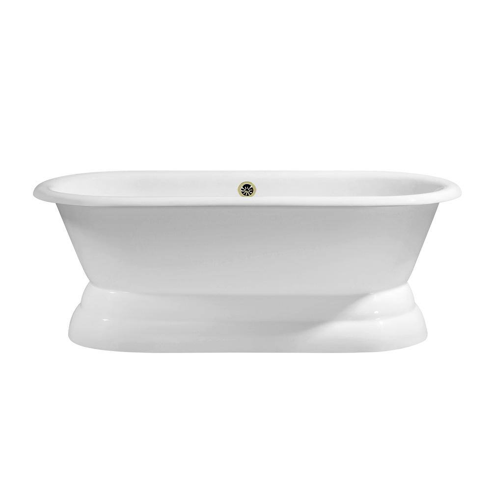 Streamline 60 in. Cast Iron Flatbottom Non-Whirlpool Bathtub in Glossy ...