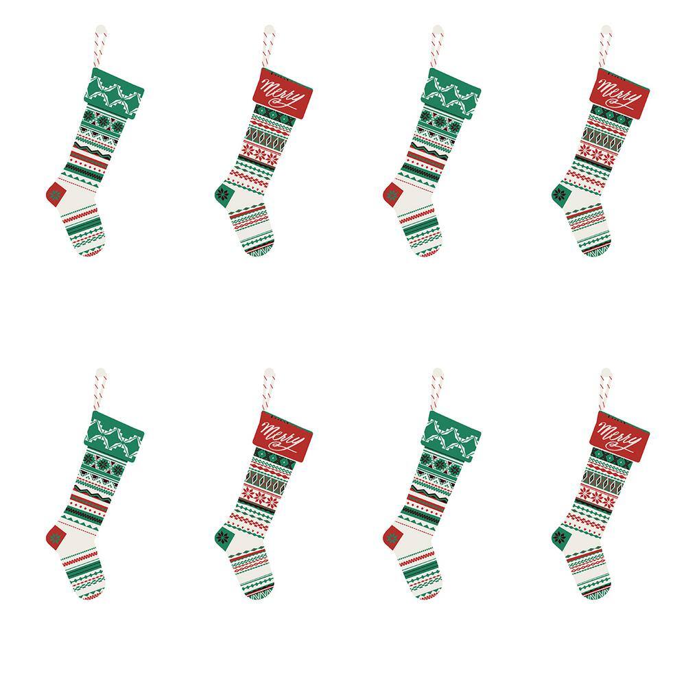 NextWall Evergreen and Red Stockings Peel and Stick Wallpaper (Covers ...