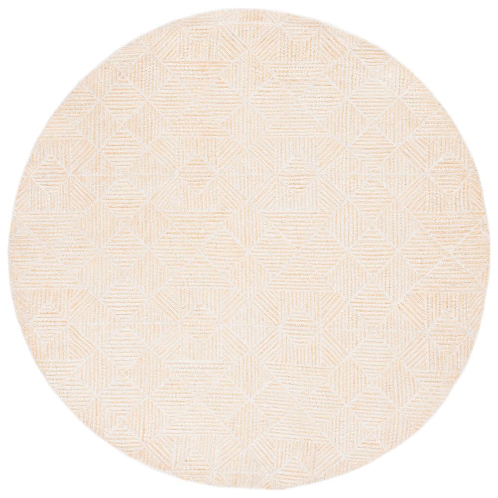 SAFAVIEH Abstract Gold/Ivory 6 ft. x 6 ft. Diamond Geometric Round Area ...