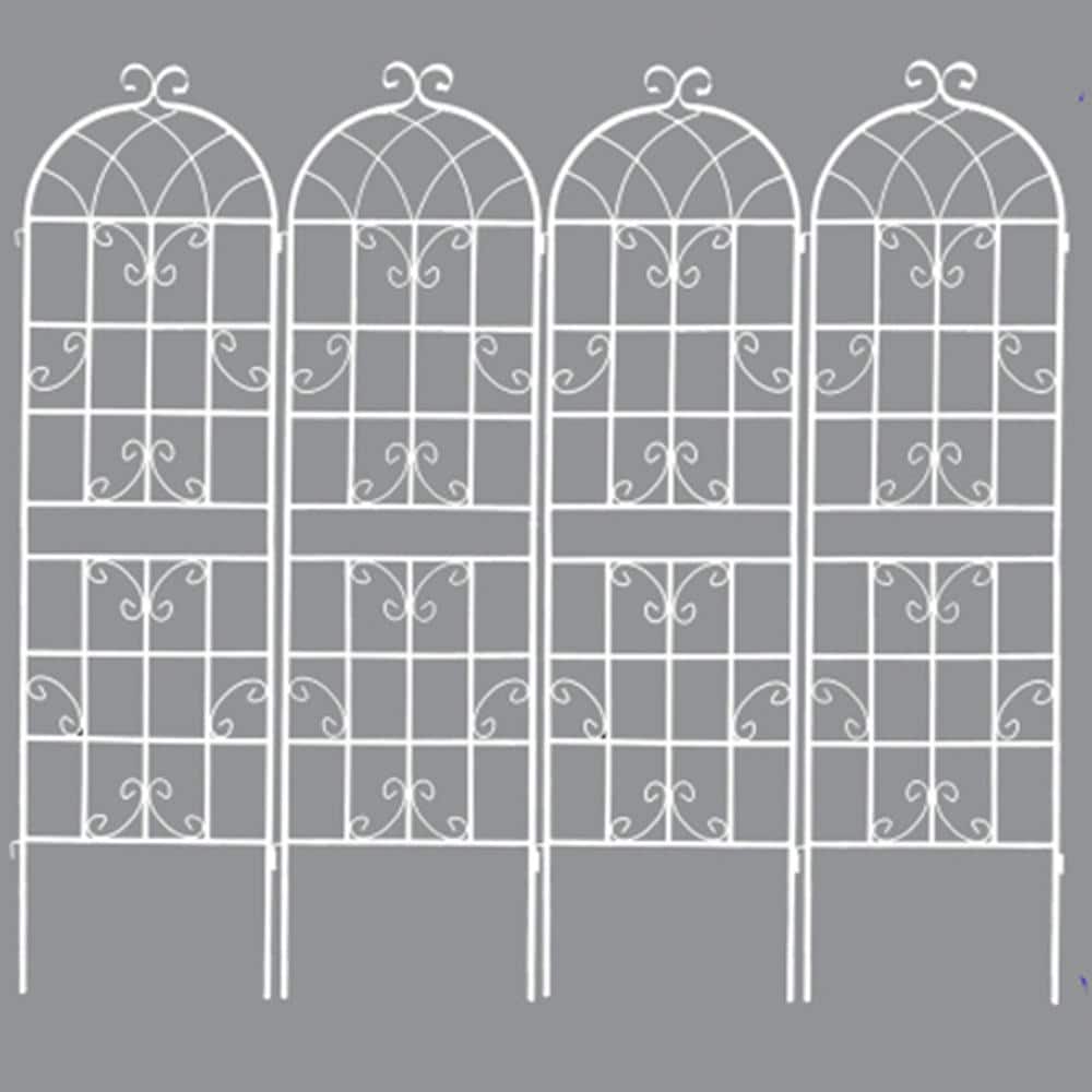 GAWEZA 71 in. Metal 4 Pack Garden Trellis in White TR0047WH-4 - The ...
