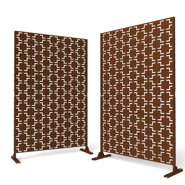 UIXE 76 in. Galvanized Steel Garden Fence Outdoor Privacy Screen Garden ...