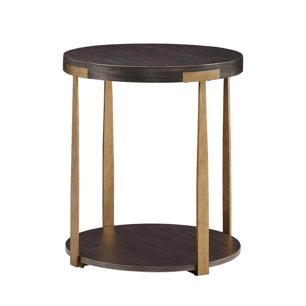 HomeSullivan Espresso Wood and Metal T-Brace Round End Table 40E799ES-04 - The Home Depot