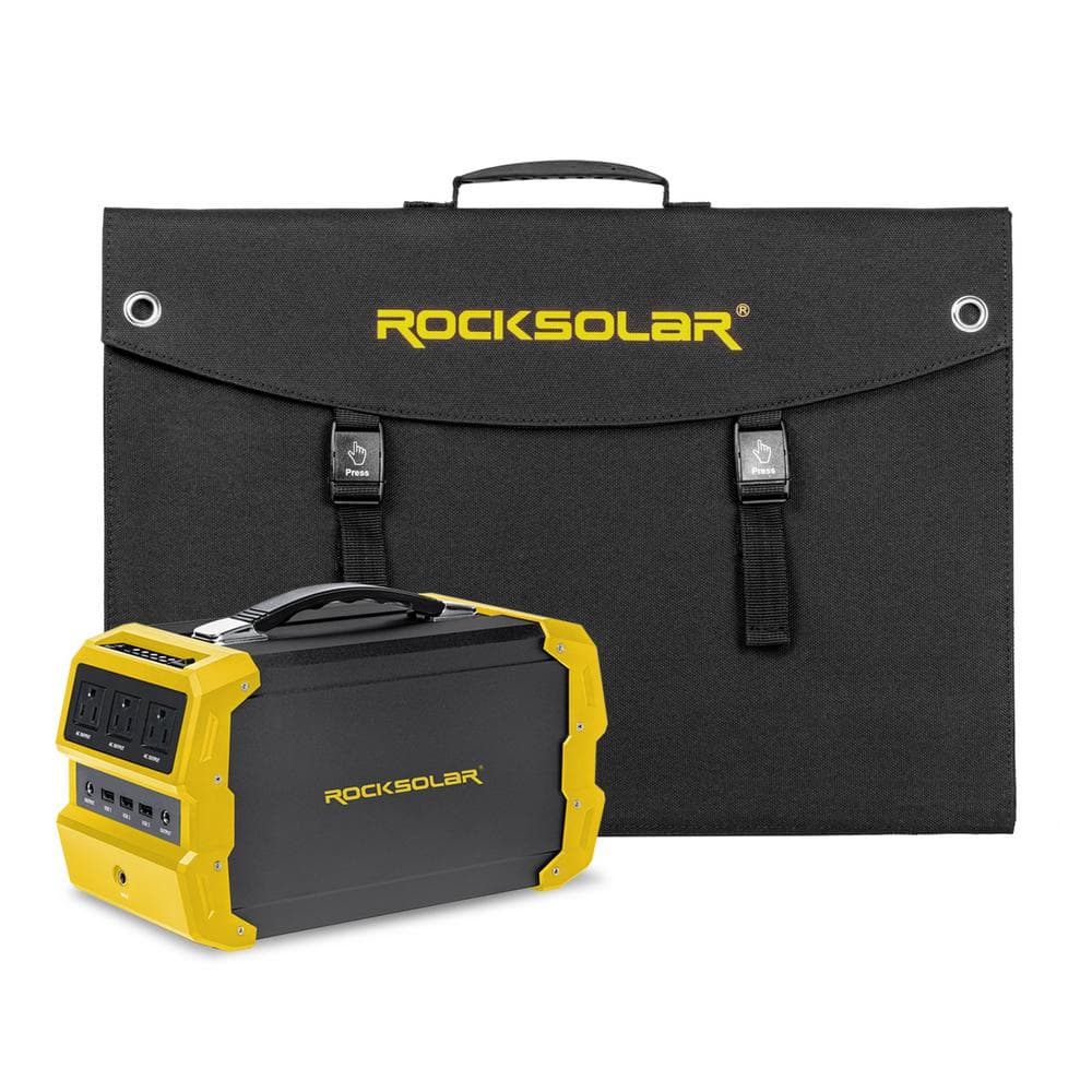 ROCKSOLAR Nomad 400-Watt Powe Station Plus 100-Watt Foldable Solar ...