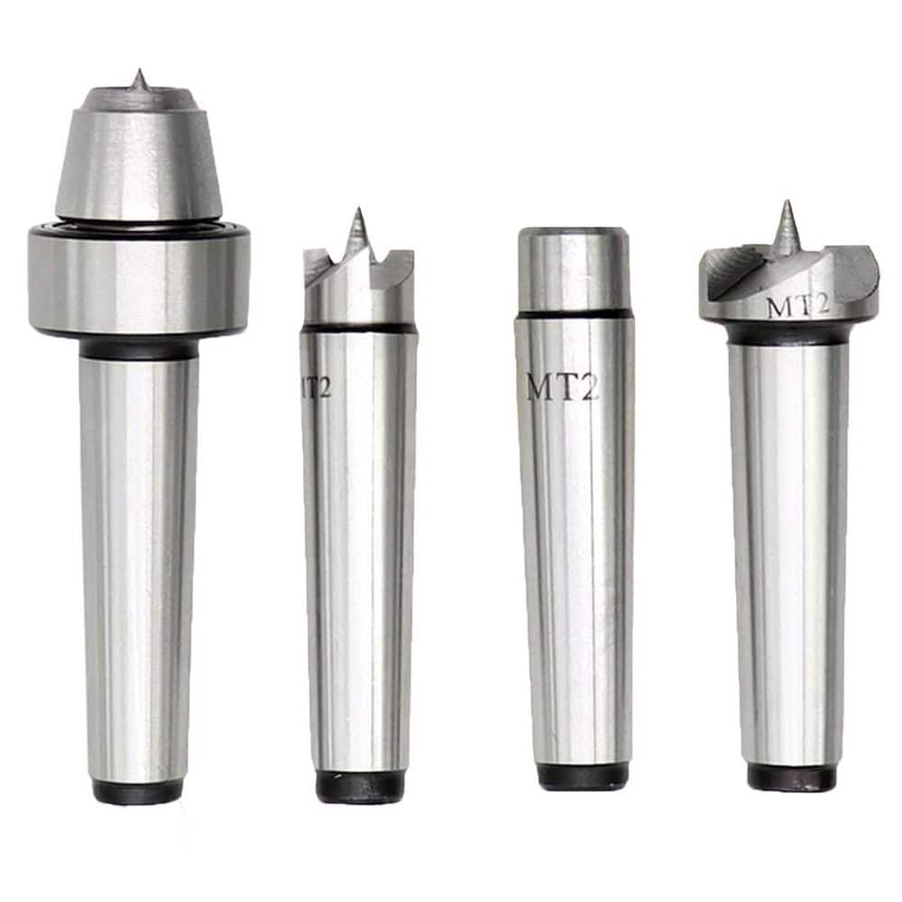 4 Pieces Steel MT2 Lathe Live Center Drive Spur Cup Set with Wooden Box ...