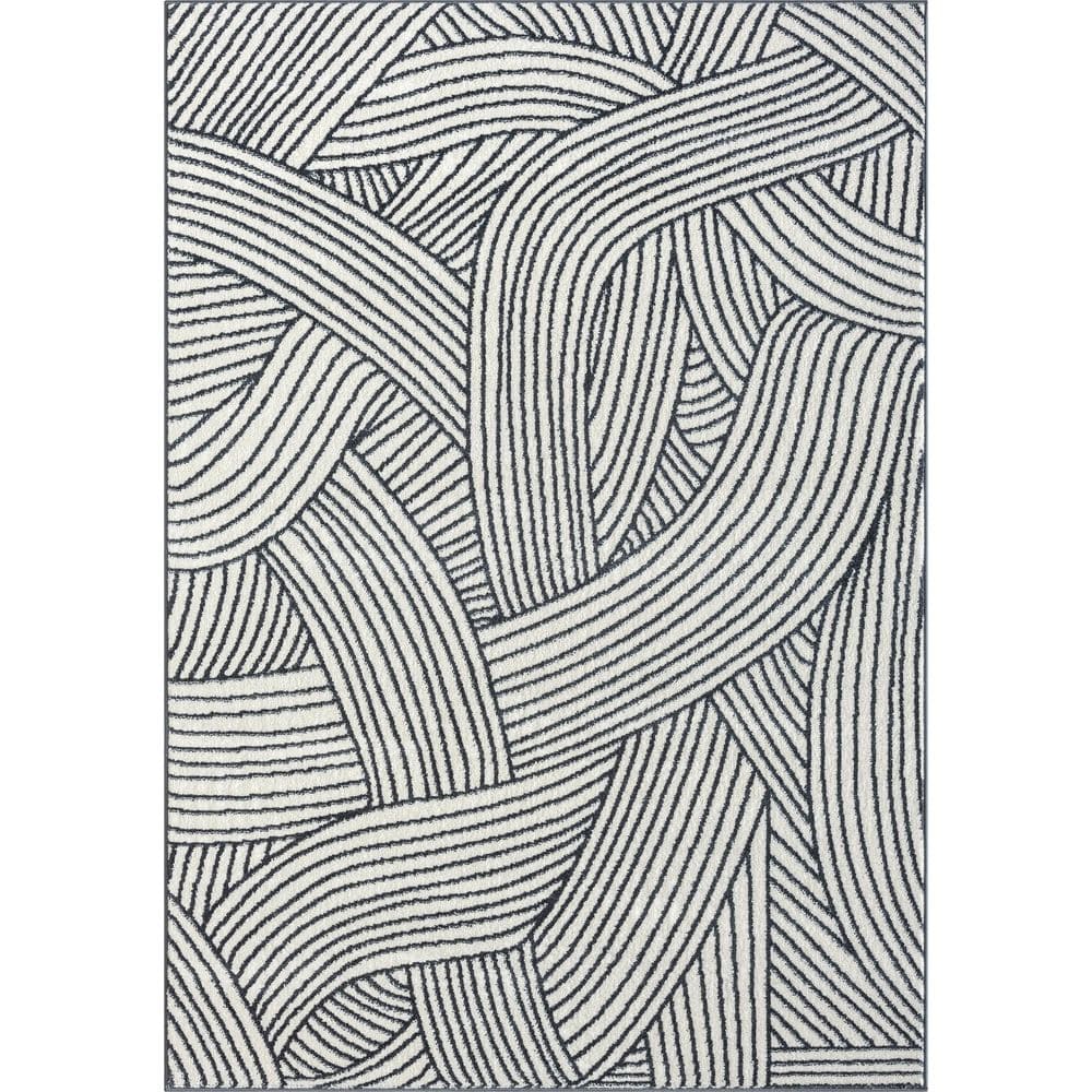 Abani Nuevo Cream 4 ft. x 6 ft. Intertwined Ropes Polypropylene Area ...