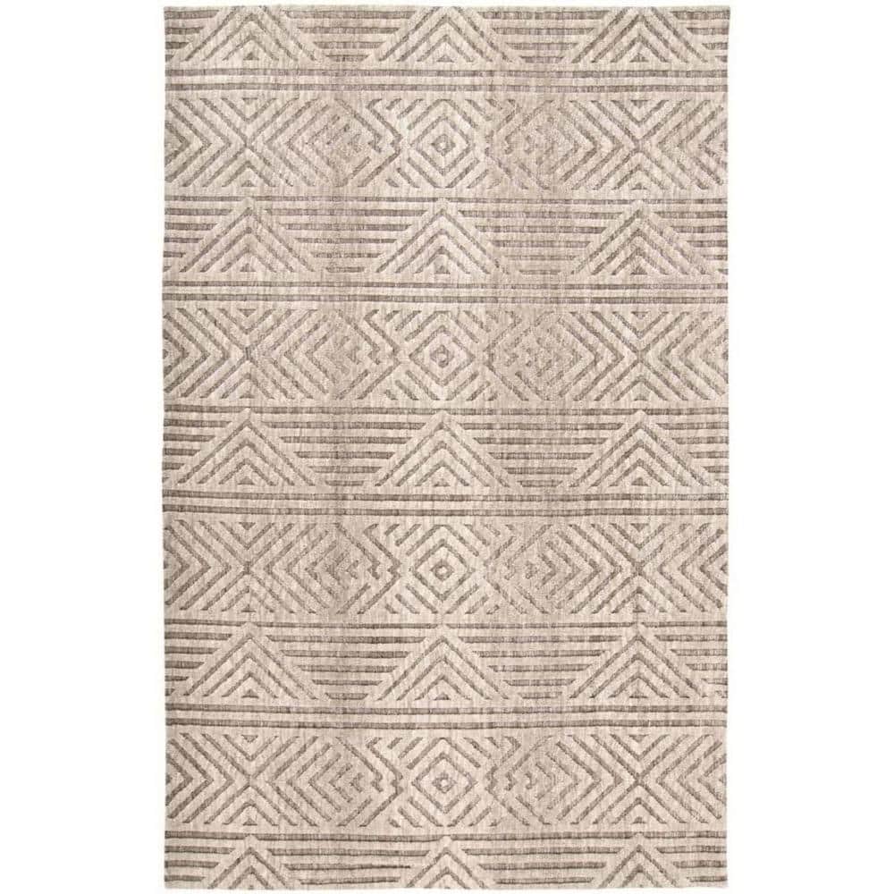 HomeRoots Tan and Ivory Geometric 10 ft. x 13 ft. Area Rug 2000512262 ...