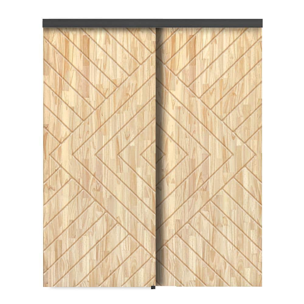 CALHOME 72 in. x 80 in. Hollow Core Natural Pine Wood Unfinished ...