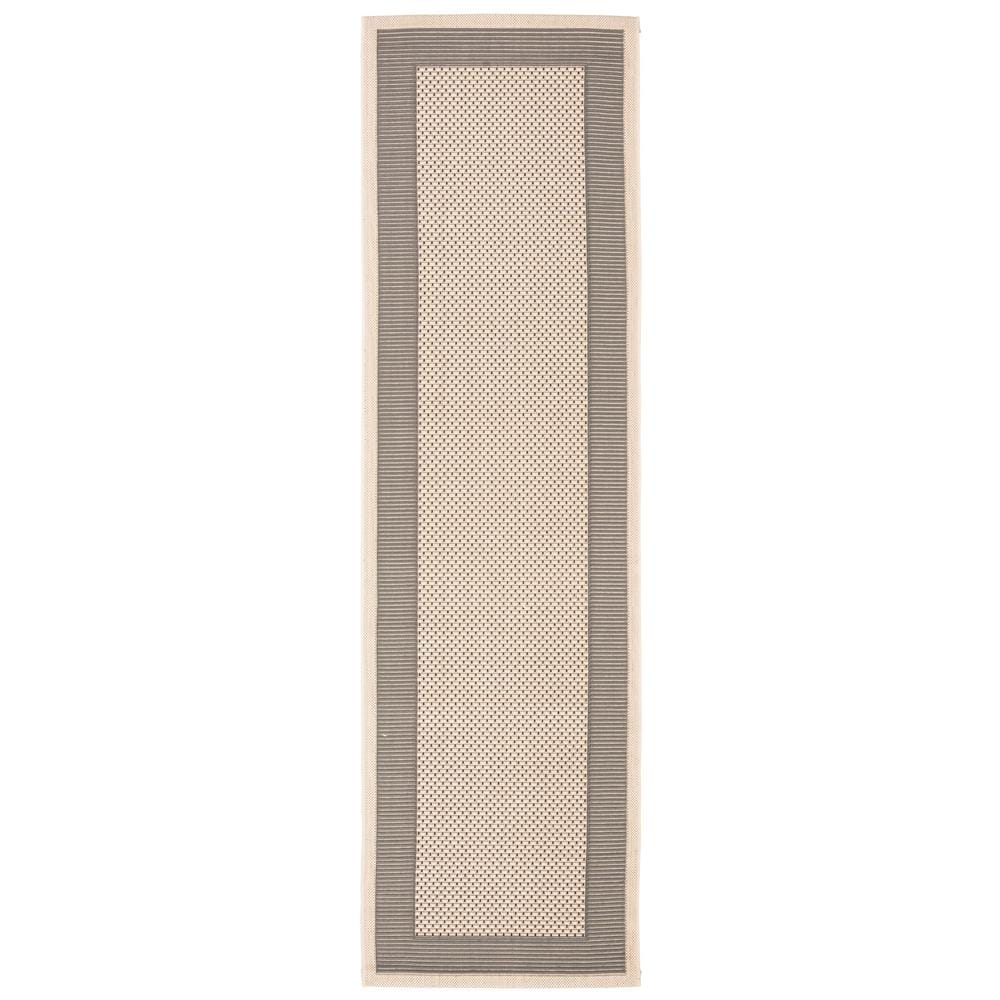 SAFAVIEH Courtyard Gray/Cream 2 ft. x 20 ft. Border Indoor/Outdoor ...
