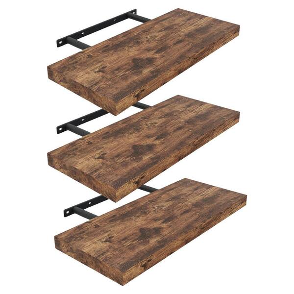 Set of 3 16 in. W x 6.70 in. D Rustic Brown Engineered Wood Floating ...