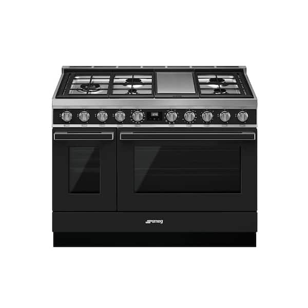 smeg Portofino Series 48" Range. Duel Fuel w/Aux Oven. Anthracite ...