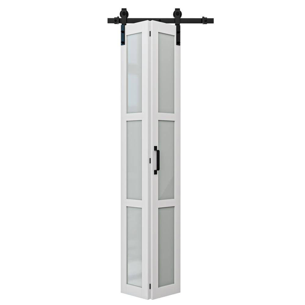 ARK DESIGN 25 in. x 84 in. 3-Lite Tempered Frosted Glass White Finished ...