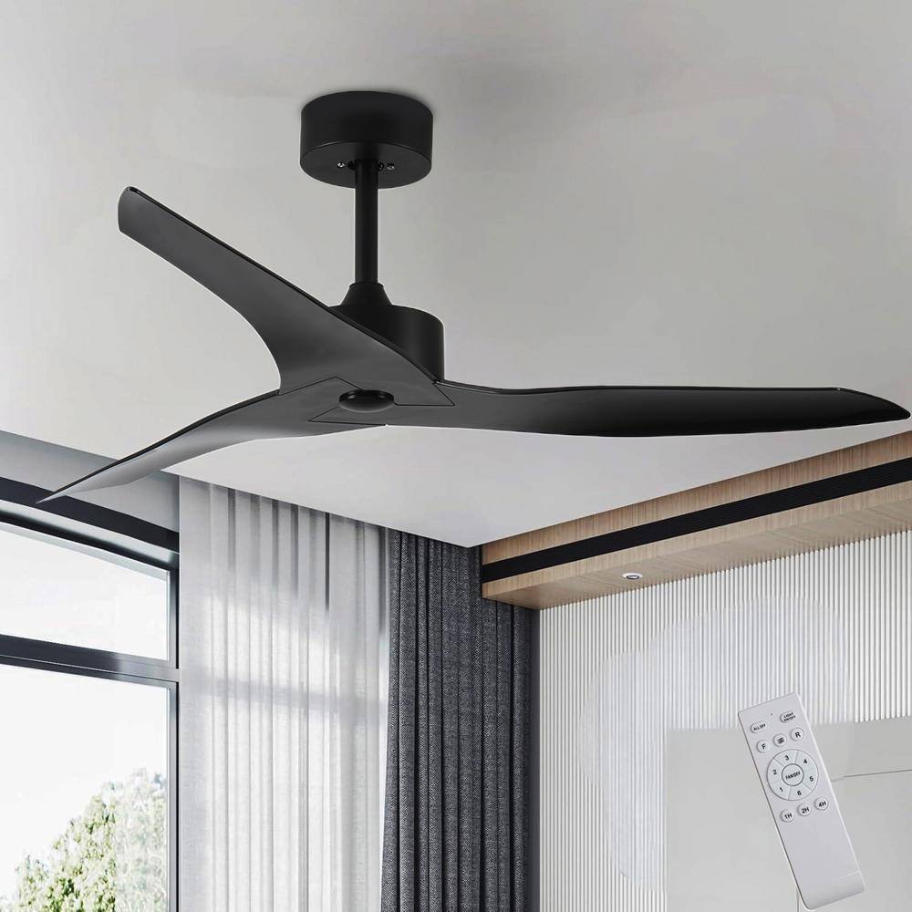 ARISKEEN 52 in. Indoor Black Ceiling Fan Without Light with Remote ...