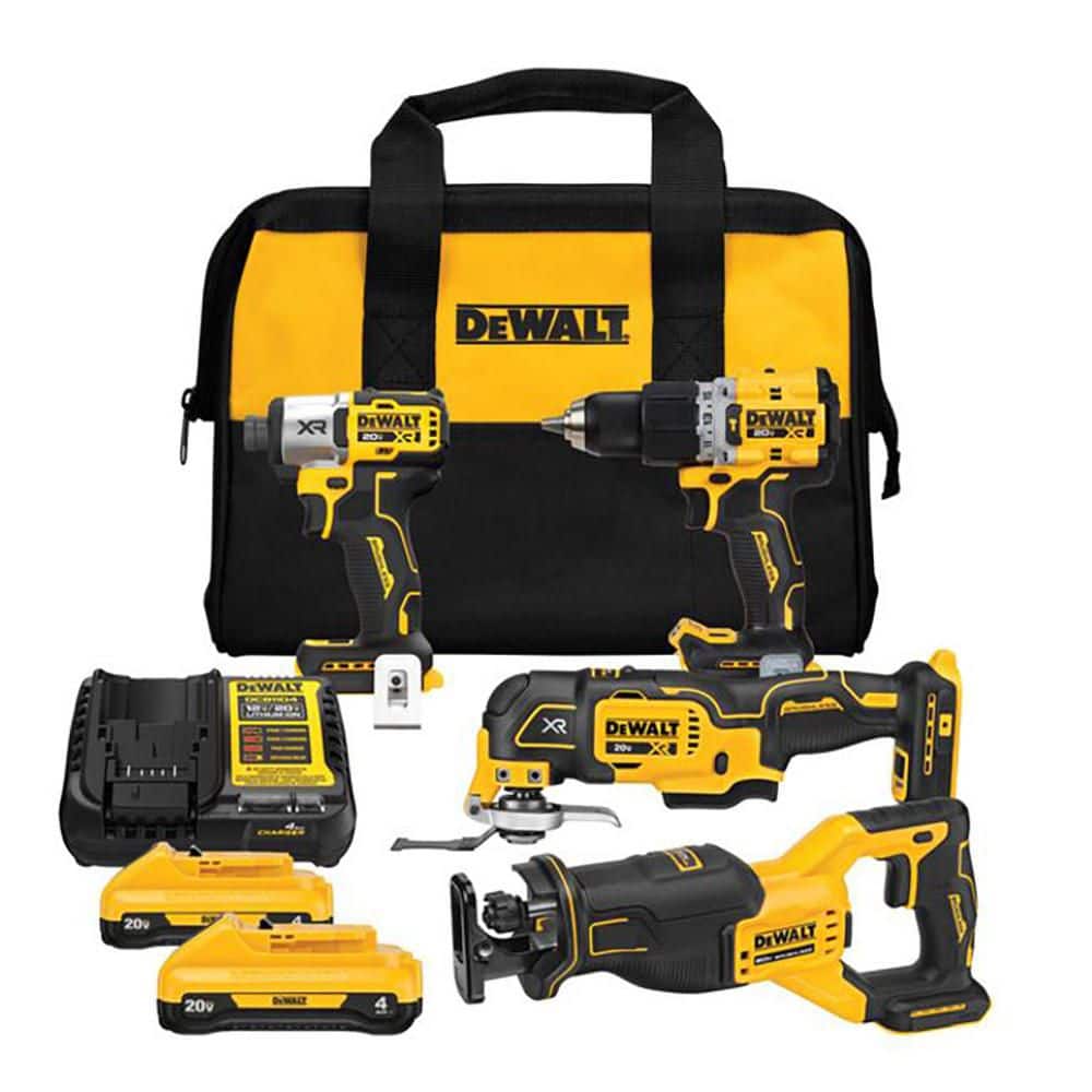 DEWALT 20V MAX Lithium-Ion Cordless 4-Tool Combo Kit with (2) 4.0 Ah ...