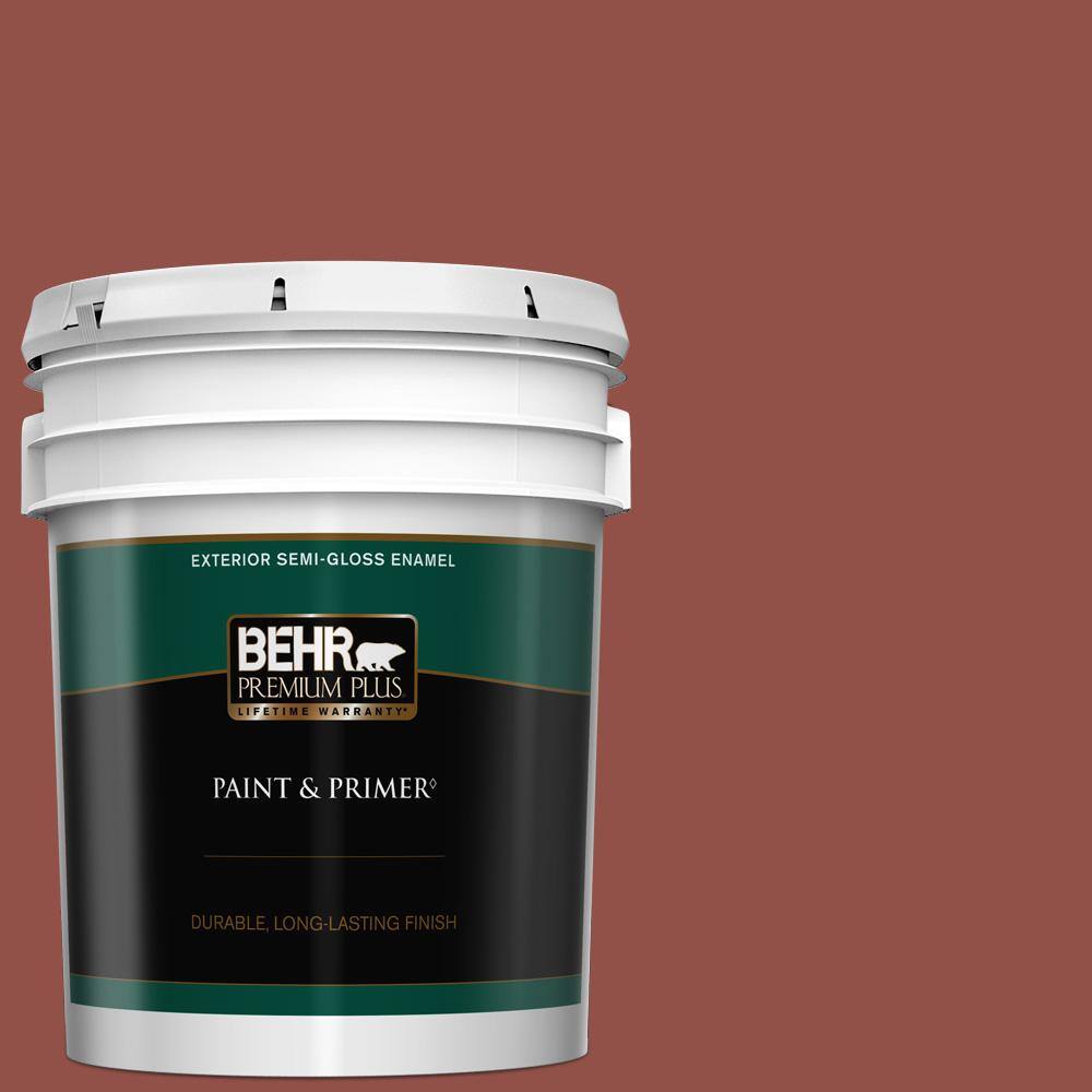 BEHR PREMIUM PLUS 5 gal. #ICC-72 Cinnabar Semi-Gloss Enamel Exterior ...