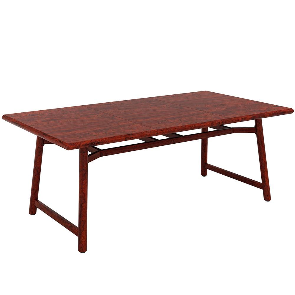 BYBLIGHT Roesler Industrial Cherry Red 63 in. Rectangle Wood Top with 4 ...