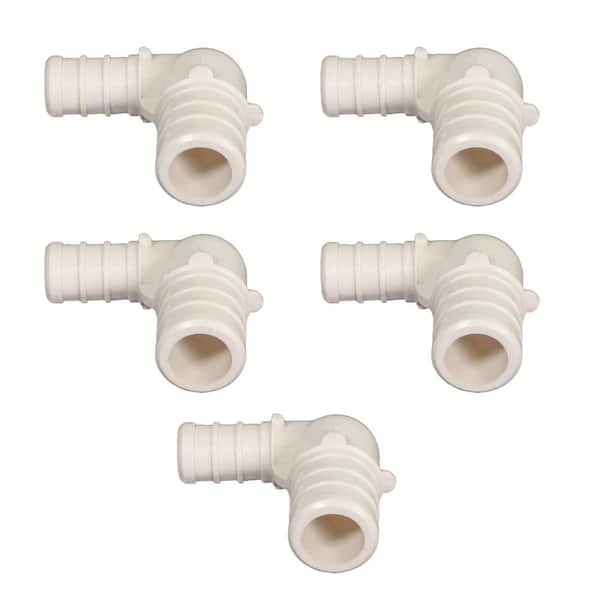 PLUMBFLEX 3/4 in. x 1/2 in. Plastic PEX Poly Alloy 90-Degree Elbow Barb Pipe Fitting (5-Pack ...