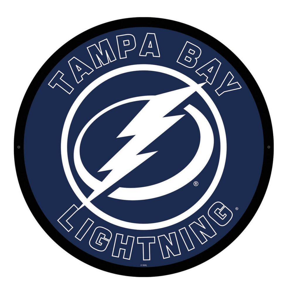 Evergreen Tampa Bay Lightning Round 23 in. Plug-in LED Lighted Sign ...