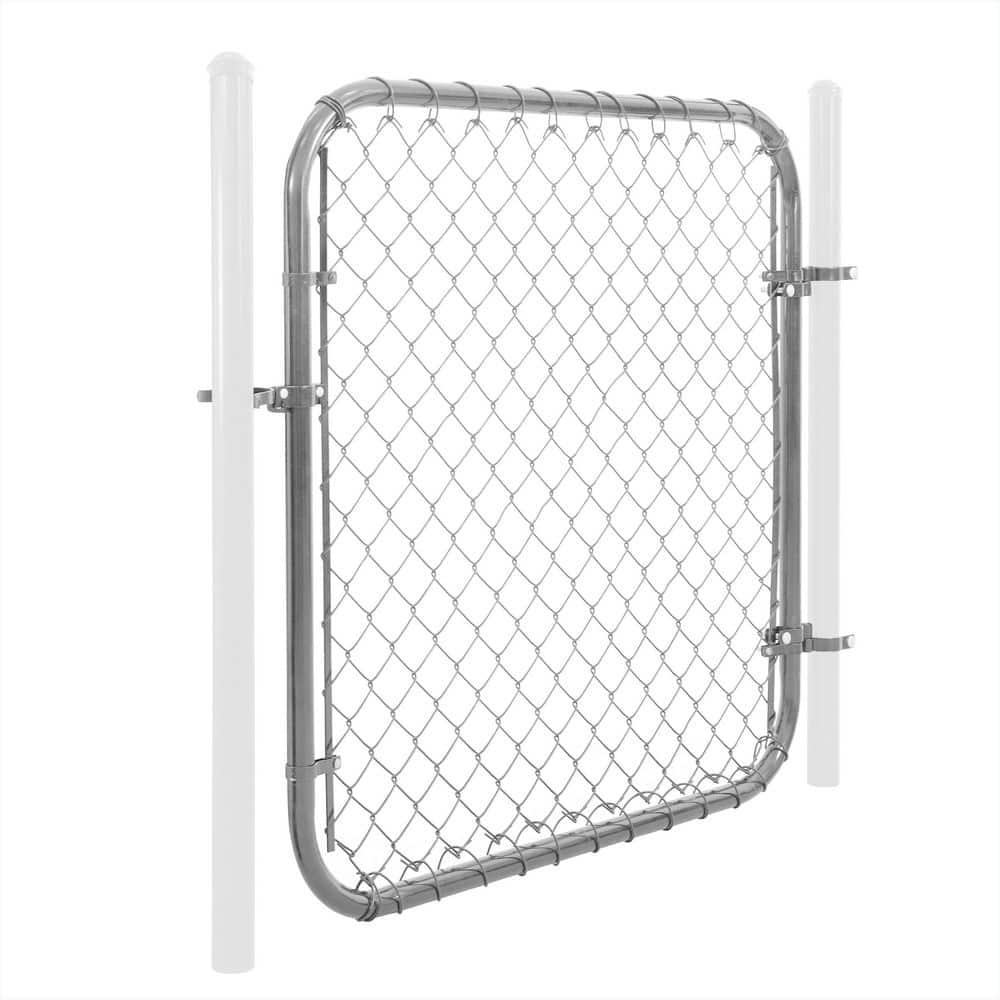 Fencer Wire 4 ft. W x 4 ft. H Silver Galvanized Chain Link Fence Gate ...