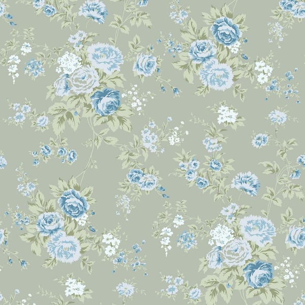 Shabby Chic Sage Green Wildflower Wallpaper Sample 12513194 - The Home ...