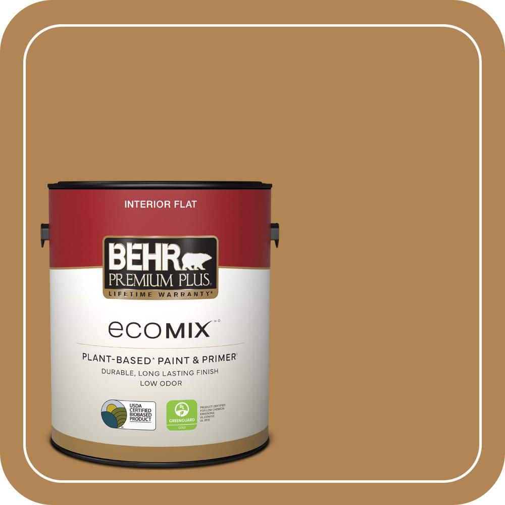 BEHR PREMIUM PLUS 1 gal. #S290-6 Golden Rice Flat EcoMix Plant-Based ...