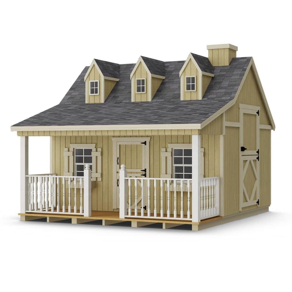 Little Cottage Co. 11 ft. x 10 ft. Pennfield Cottage Outdoor Wood Playhouse with Floor 11x10 PC ...