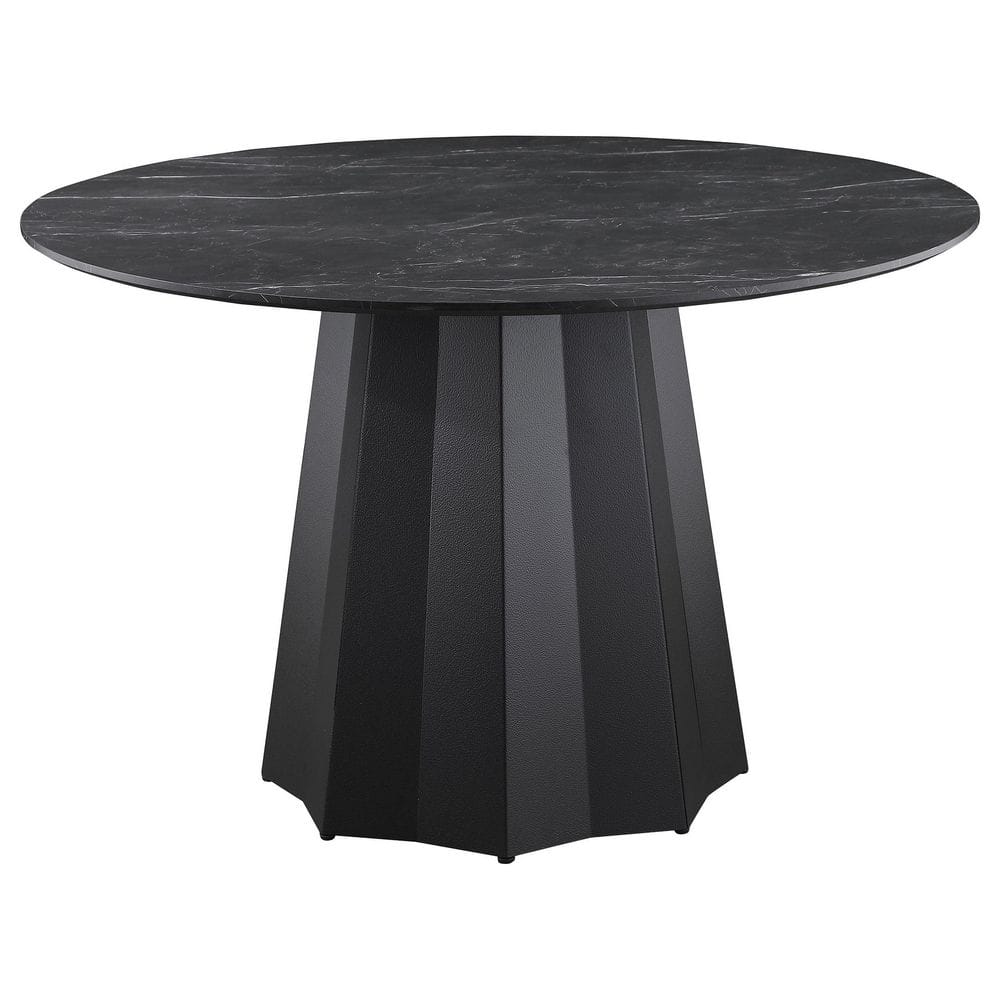 Coaster Camden Contemporary Black Faux Marble Top Metal 48 in. Pedestal ...