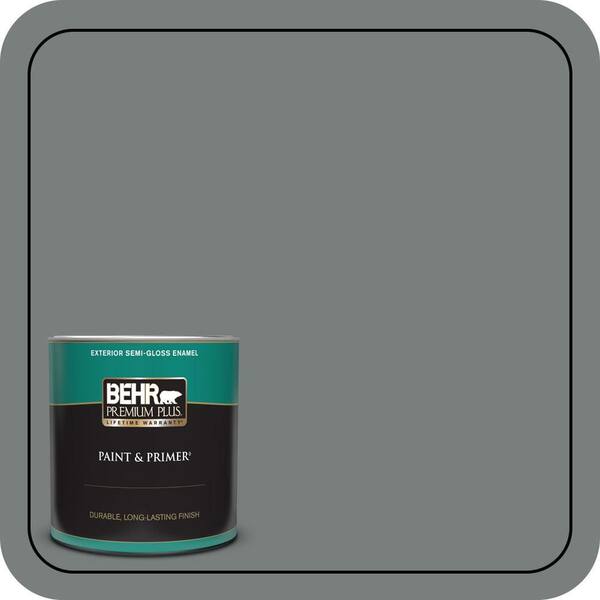 BEHR PREMIUM PLUS 1 qt. #PPU25-18 Shutter Gray Semi-Gloss Enamel ...