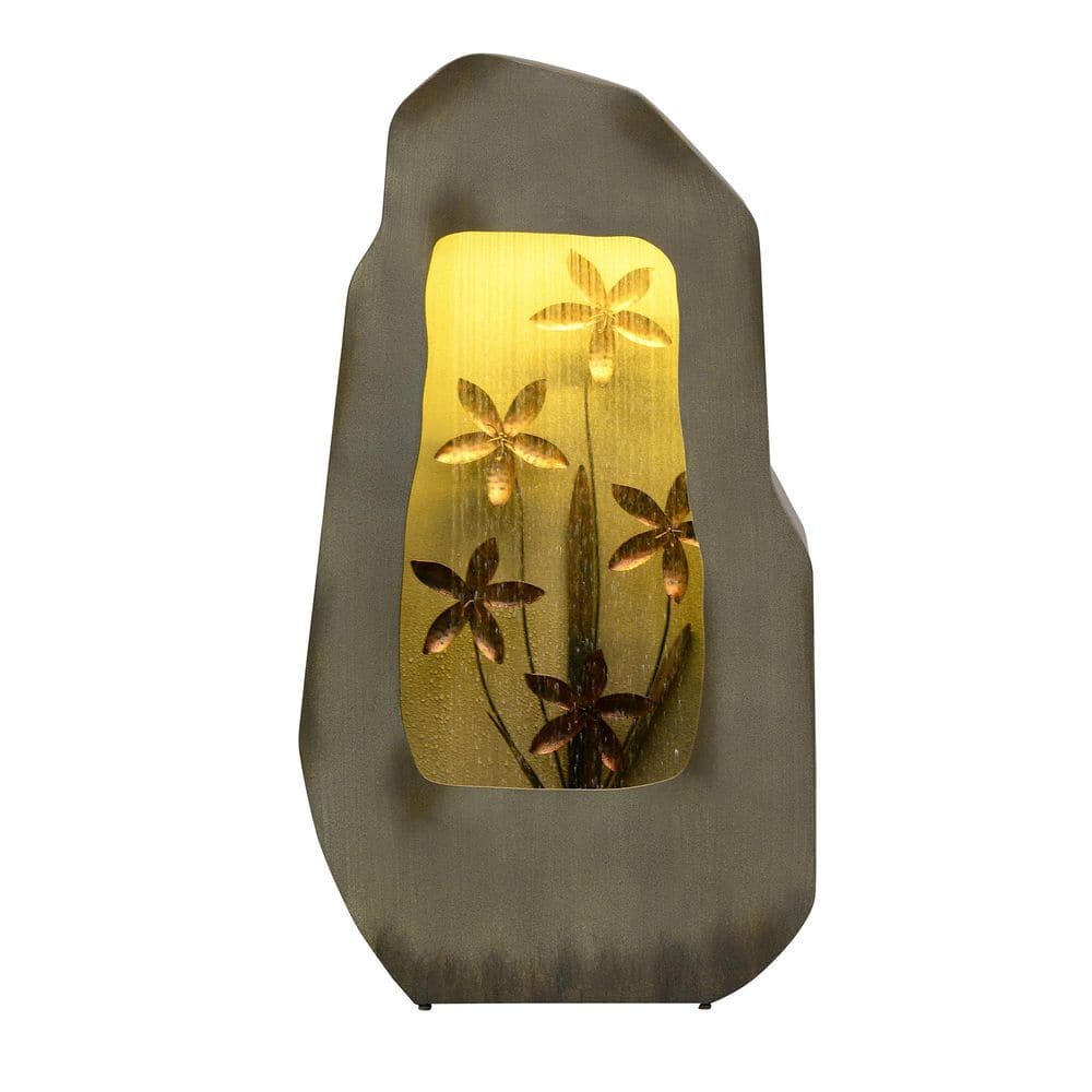 HI-LINE GIFT LTD Gray Zinc Fountain with 42-Warm White LEDs - Outdoor ...