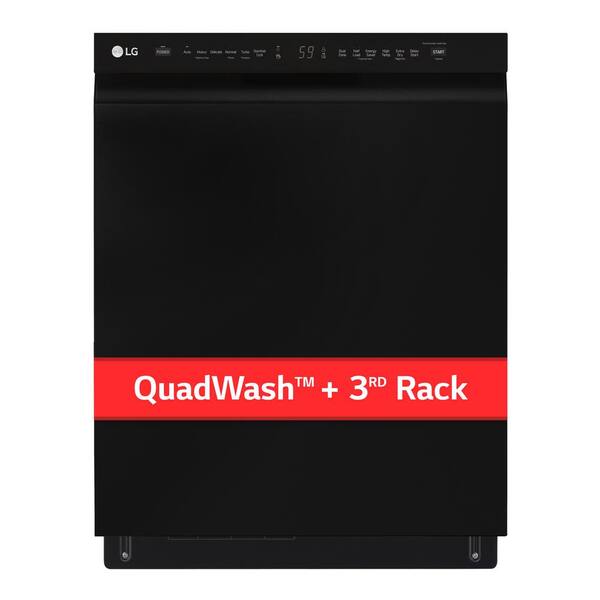 LG 24 in. Black Front Control Dishwasher with QuadWash, 3rd Rack ...